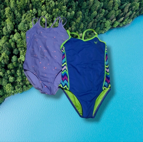 Justice | Swim | Justice Cat Jack 2pc Swimsuit Lot Large 12 One Piece ...